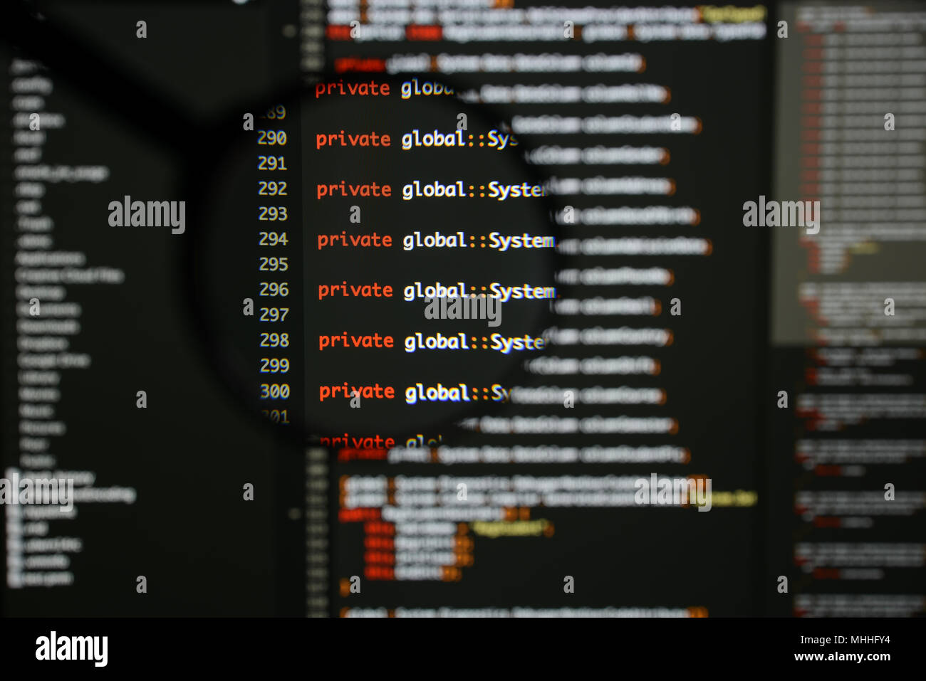 Real c# code developing screen. Programing workflow abstract algorithm ...