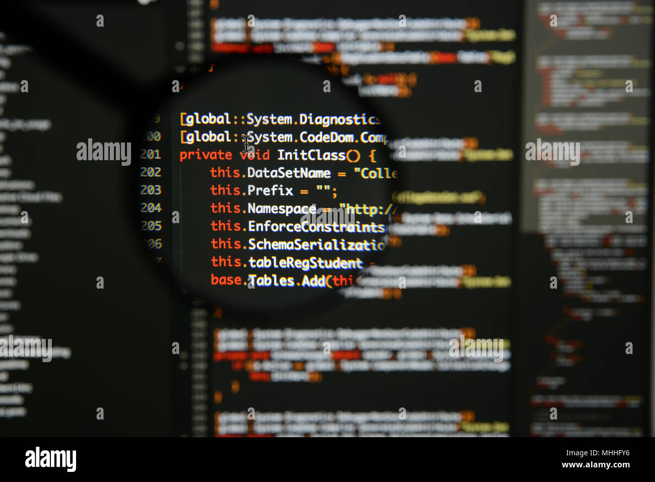 Real c# code developing screen. Programing workflow abstract algorithm ...