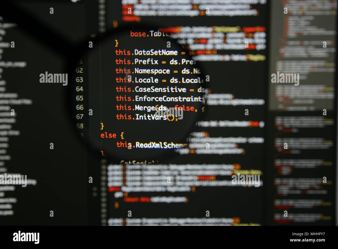 Real c# code developing screen. Programing workflow abstract algorithm ...