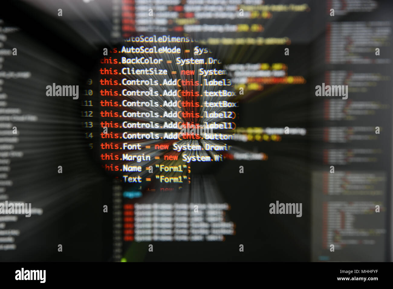 Real c# code developing screen. Programing workflow abstract algorithm ...