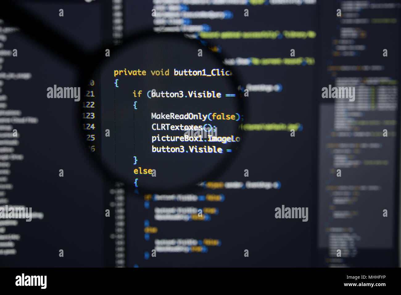 Real c# code developing screen. Programing workflow abstract algorithm ...