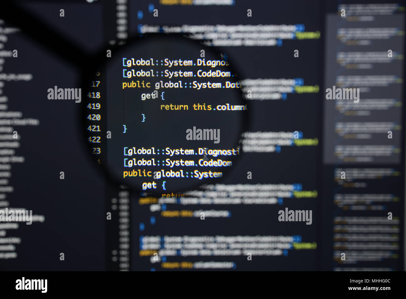 Real c# code developing screen. Programing workflow abstract algorithm ...