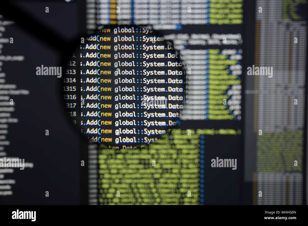 Real c# code developing screen. Programing workflow abstract algorithm ...