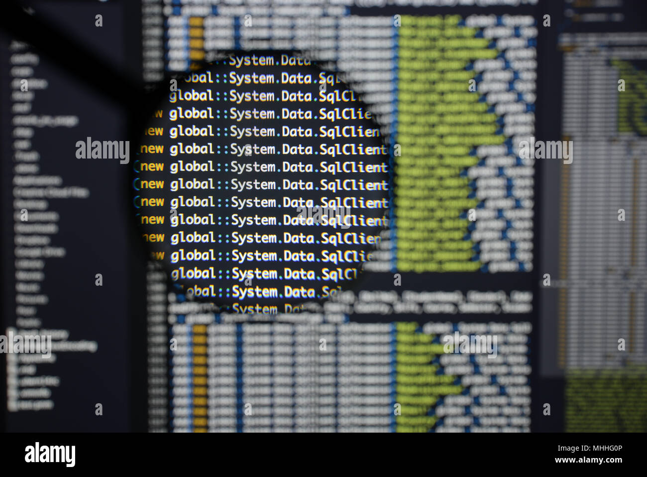 Real c# code developing screen. Programing workflow abstract algorithm ...