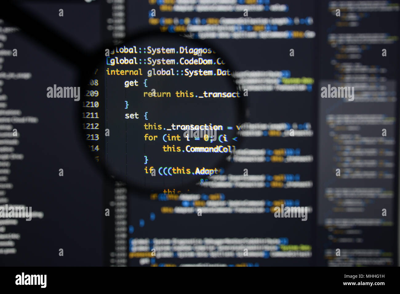 Real c# code developing screen. Programing workflow abstract algorithm ...