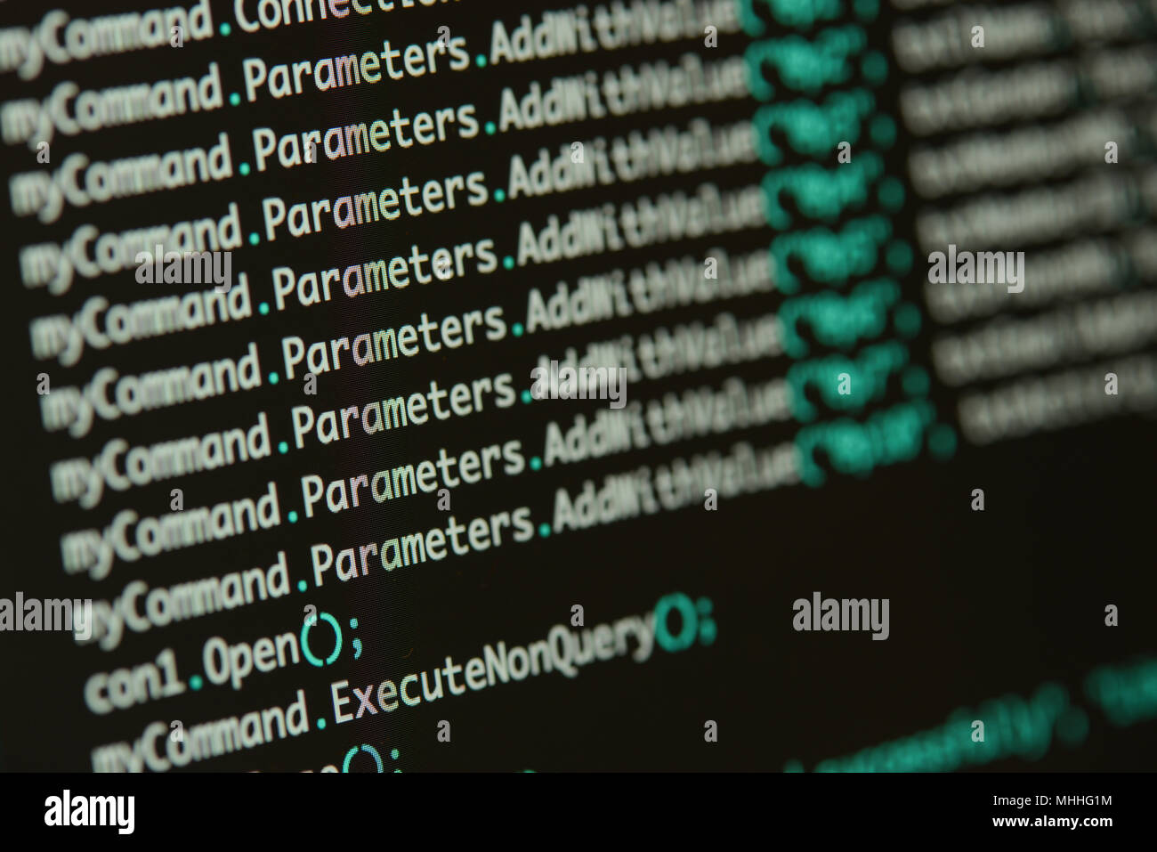 Real c# code developing screen. Programing workflow abstract algorithm ...