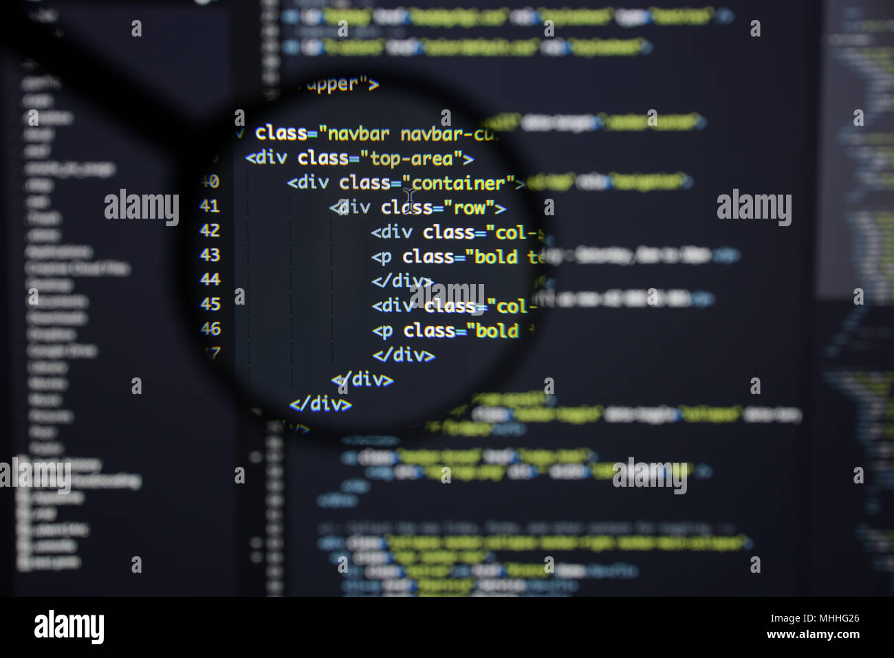Real Html Code Developing Screen Programing Workflow Abstract Algorithm Concept Lines Of Html