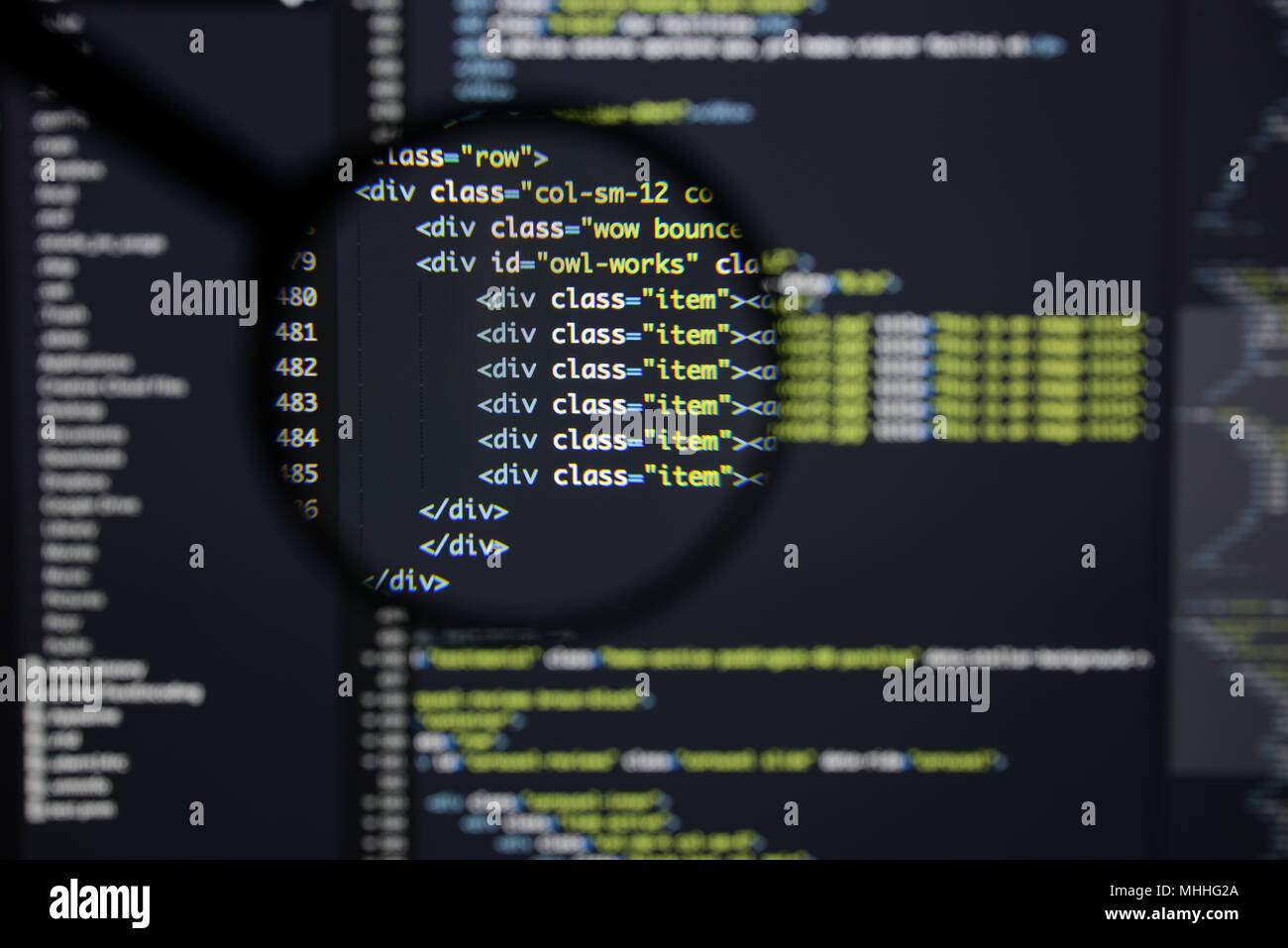 Real Html Code Developing Screen Programing Workflow Abstract
