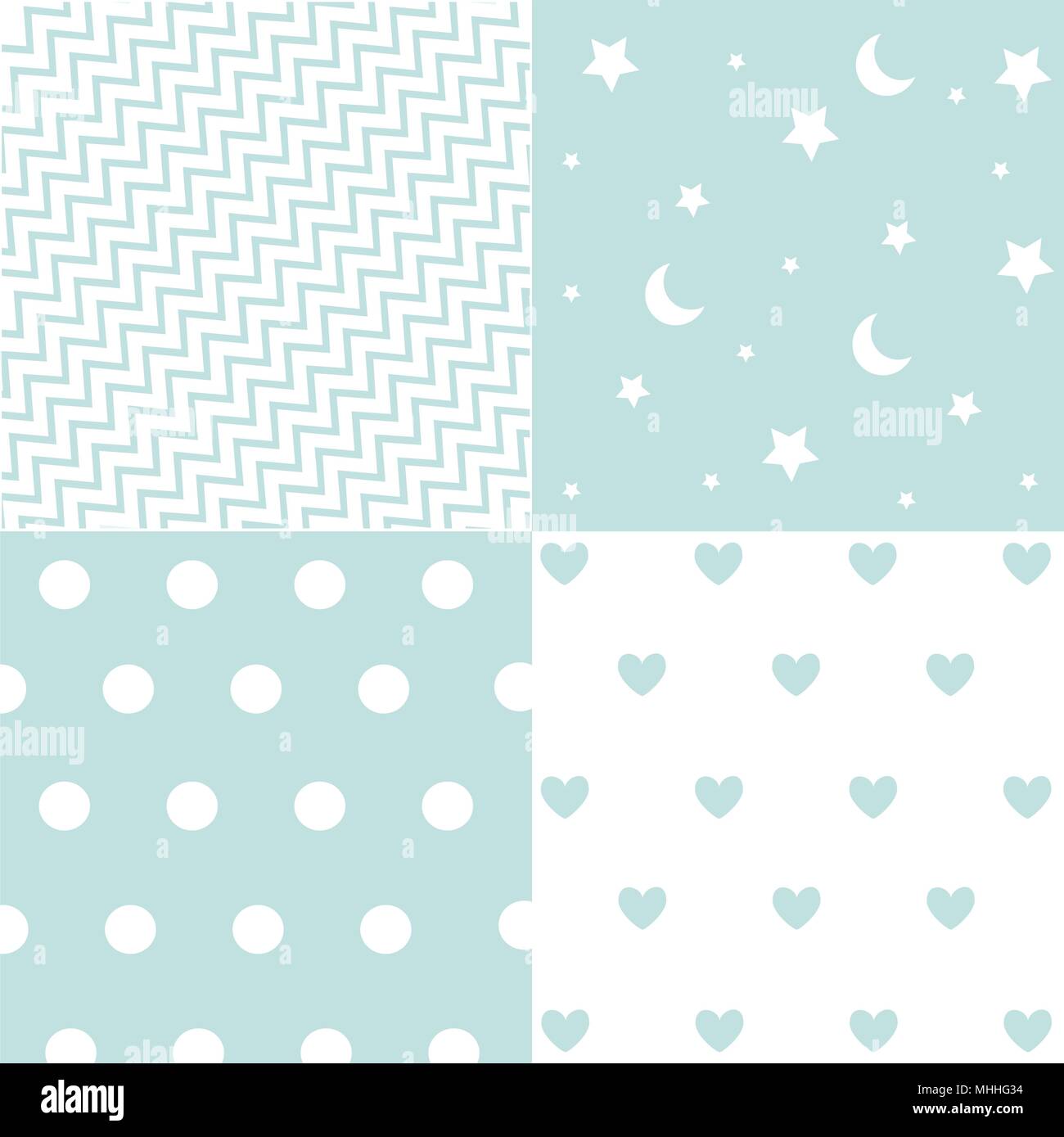 Cute set of Baby Boy seamless patterns with fabric textures Stock ...