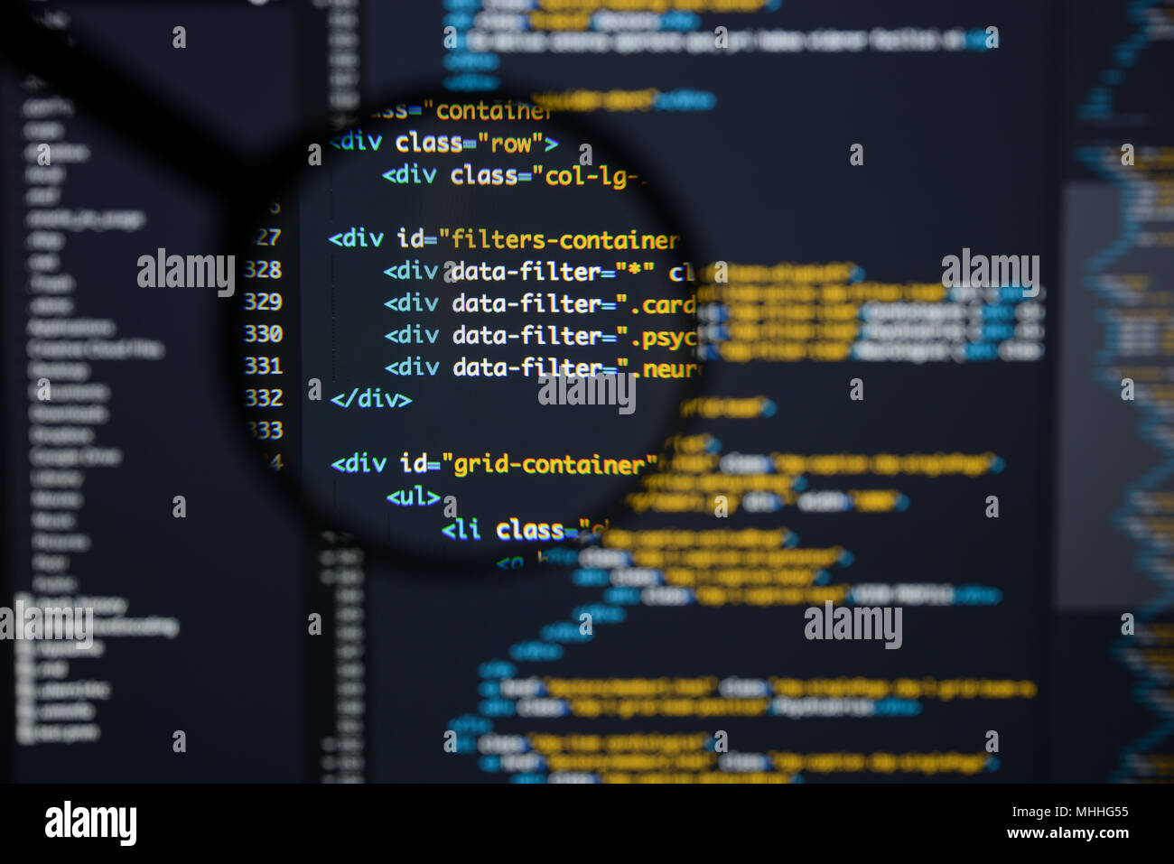 Real Html Code Developing Screen Programing Workflow Abstract Algorithm Concept Lines Of Html
