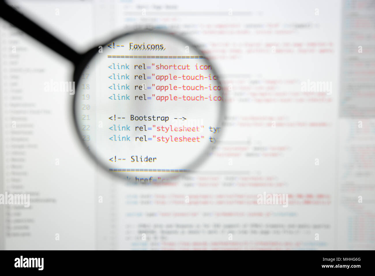 Real Html Code Developing Screen Programing Workflow Abstract Algorithm Concept Lines Of Html