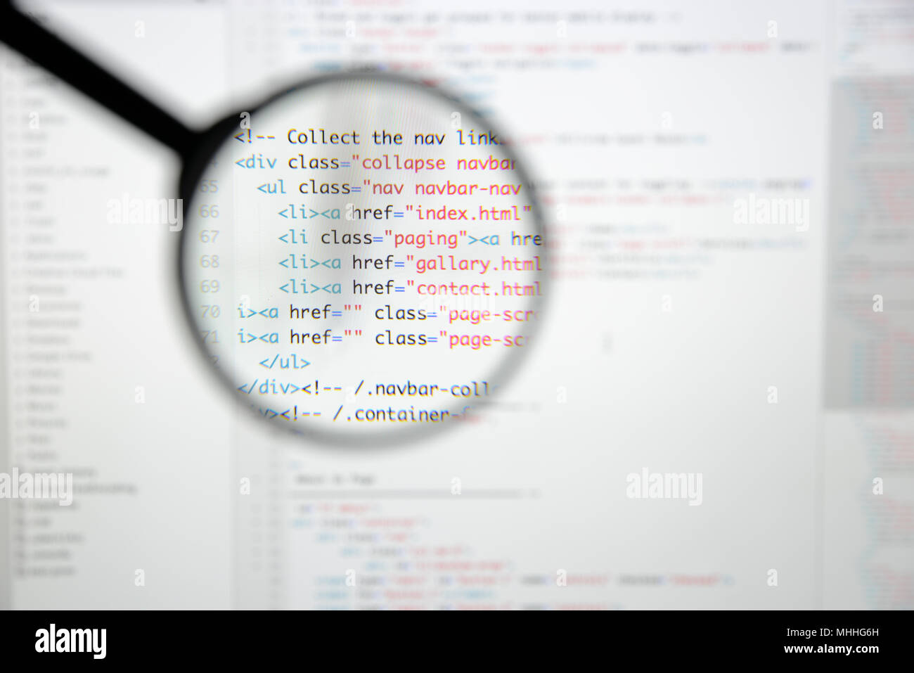 Real Html code developing screen. Programing workflow abstract ...