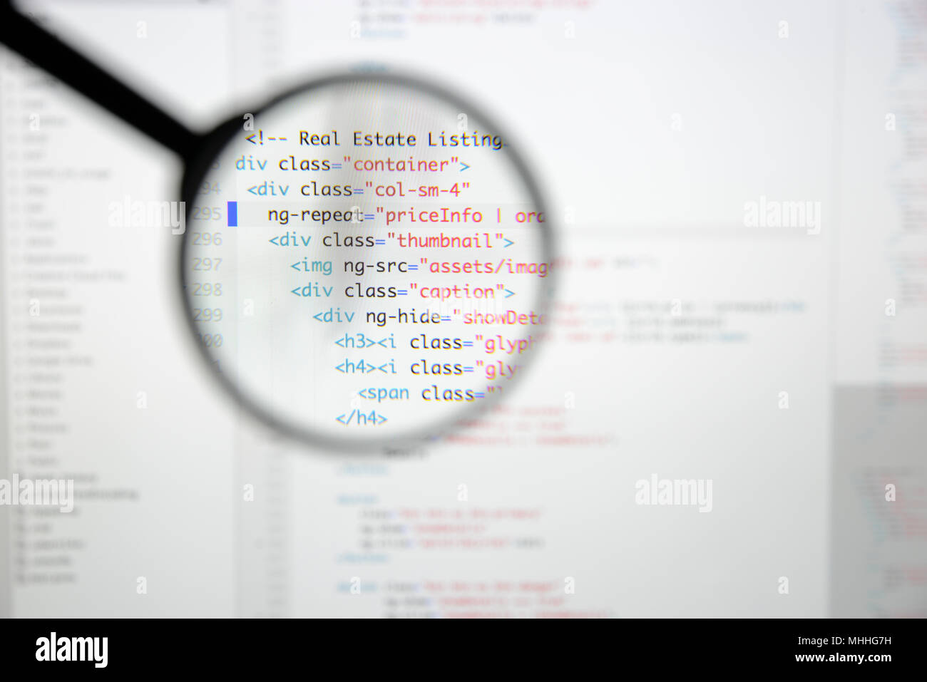 Real Html Code Developing Screen Programing Workflow Abstract Algorithm Concept Lines Of Html