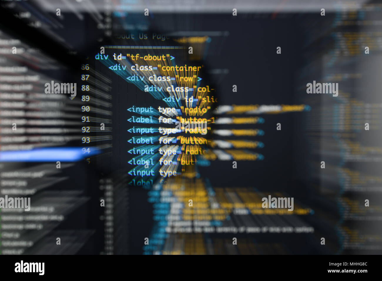 Real Html Code Developing Screen Programing Workflow Abstract Algorithm Concept Lines Of Html