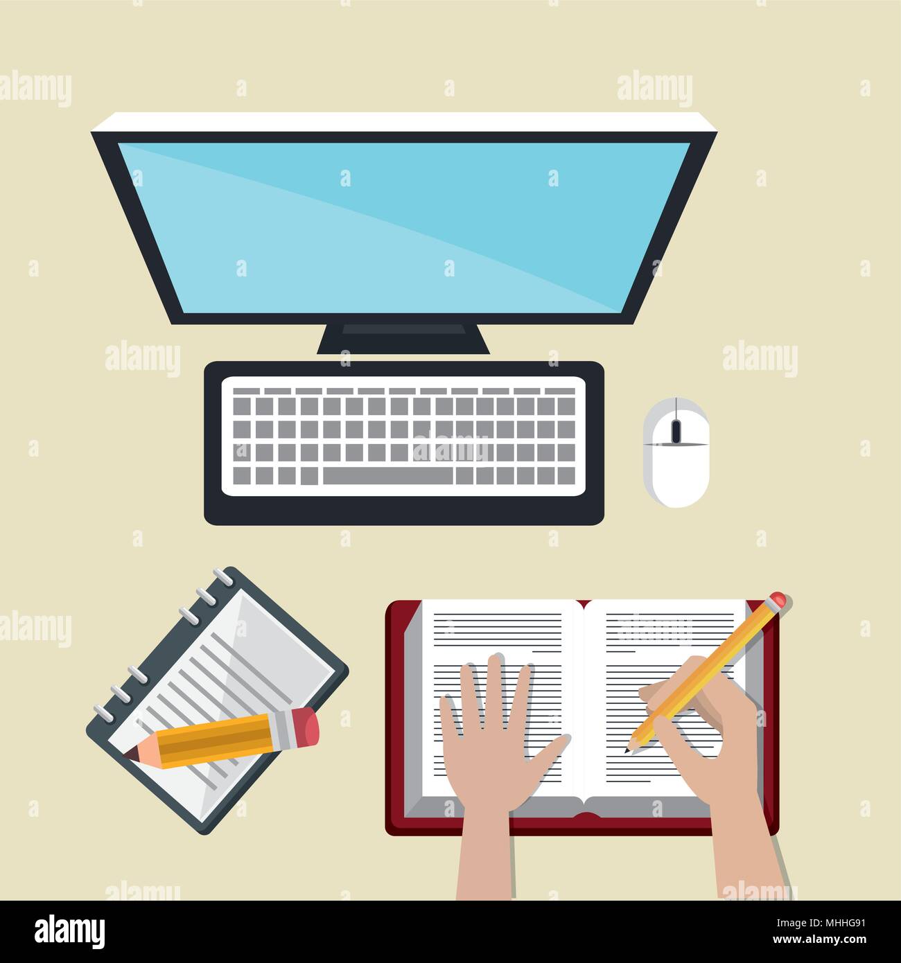 desktop computer with easy e-learning Stock Vector Image & Art - Alamy