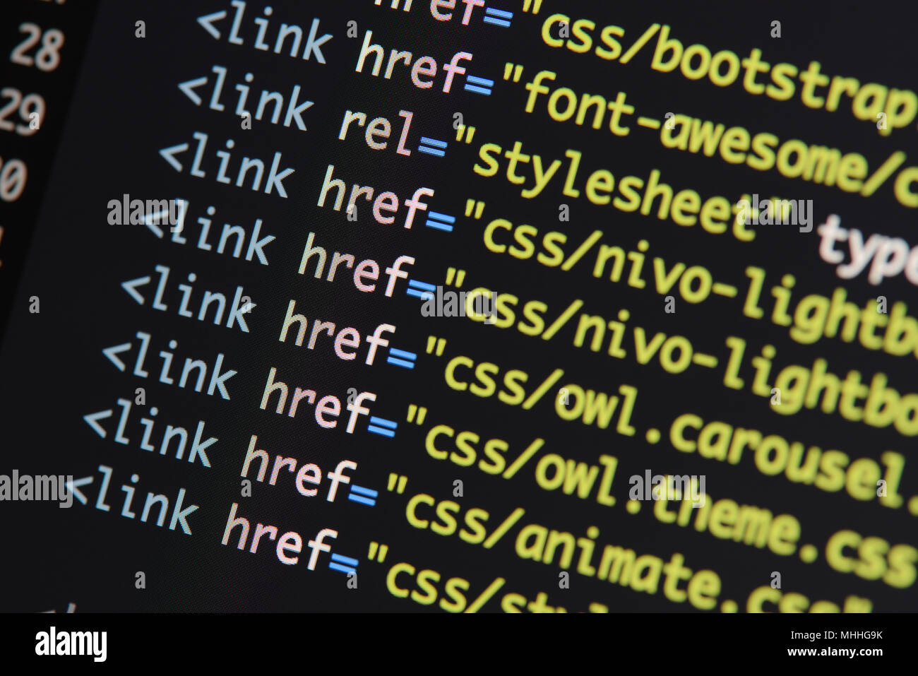 Real Html Code Developing Screen Programing Workflow Abstract Algorithm Concept Lines Of Html