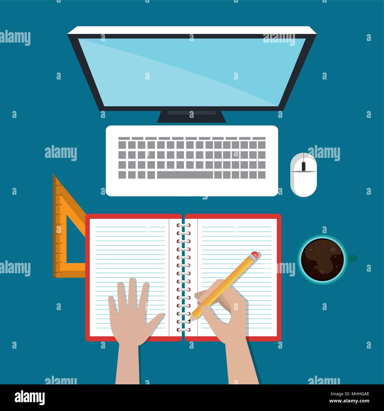desktop computer with easy e-learning Stock Vector Image & Art - Alamy