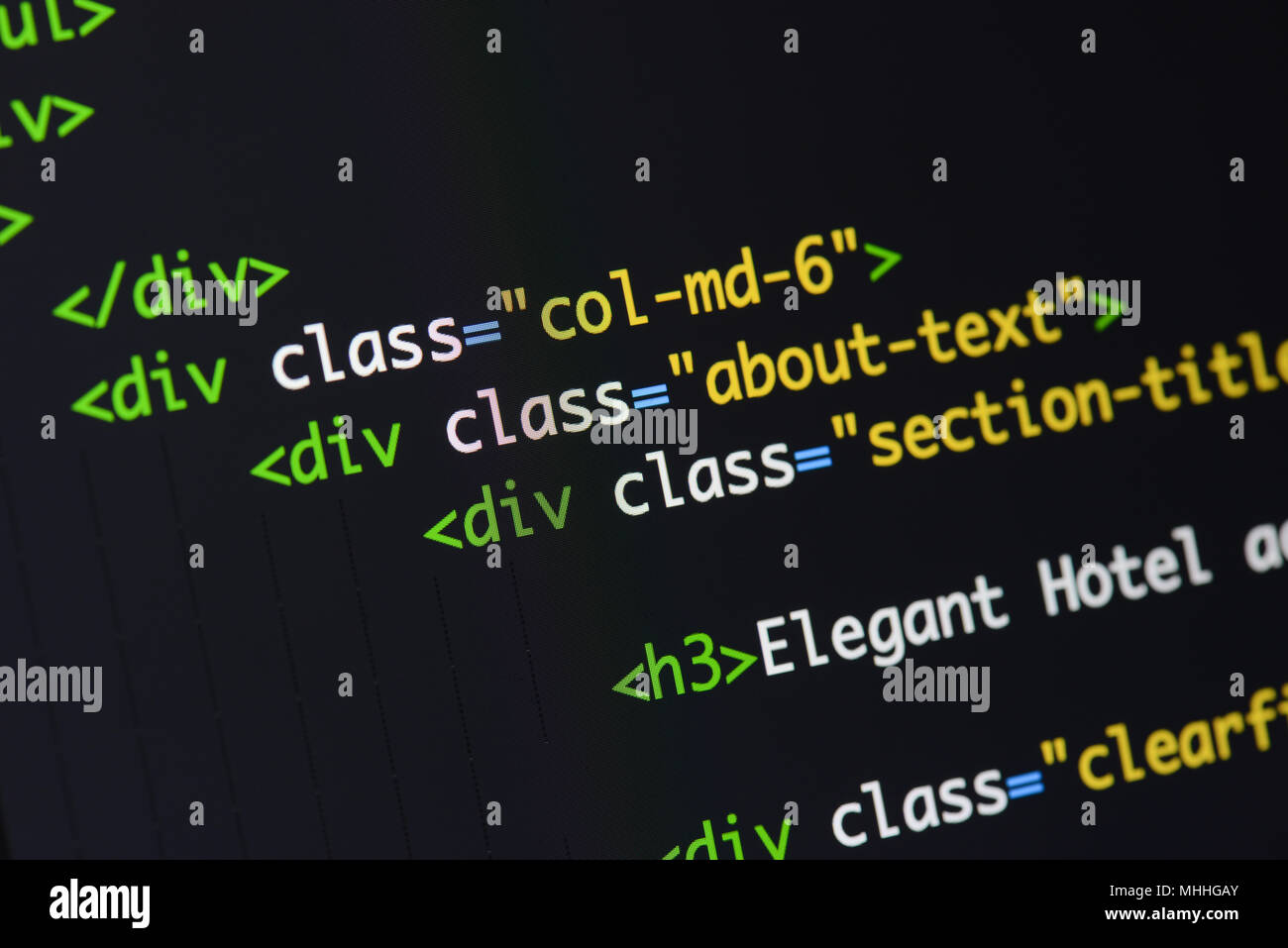 Real Html Code Developing Screen Programing Workflow Abstract Algorithm Concept Lines Of Html