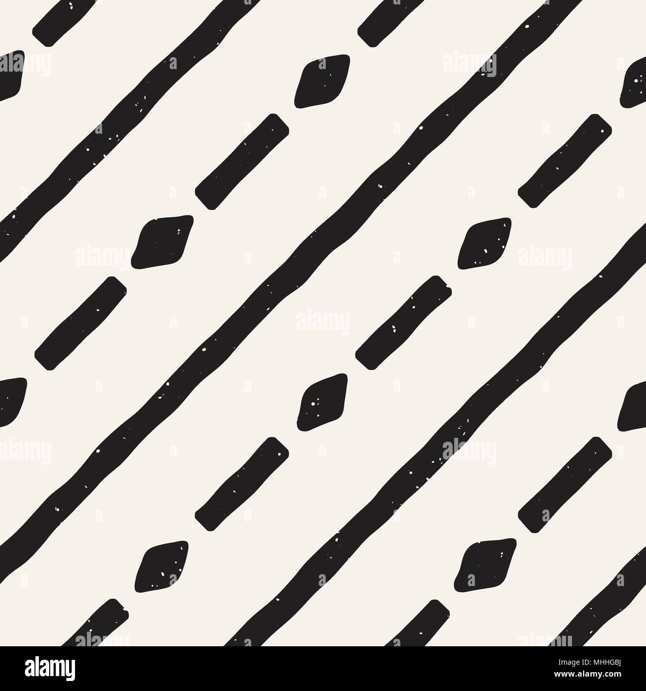 Hand drawn lines seamless grungy pattern. Abstract geometric repeating ...