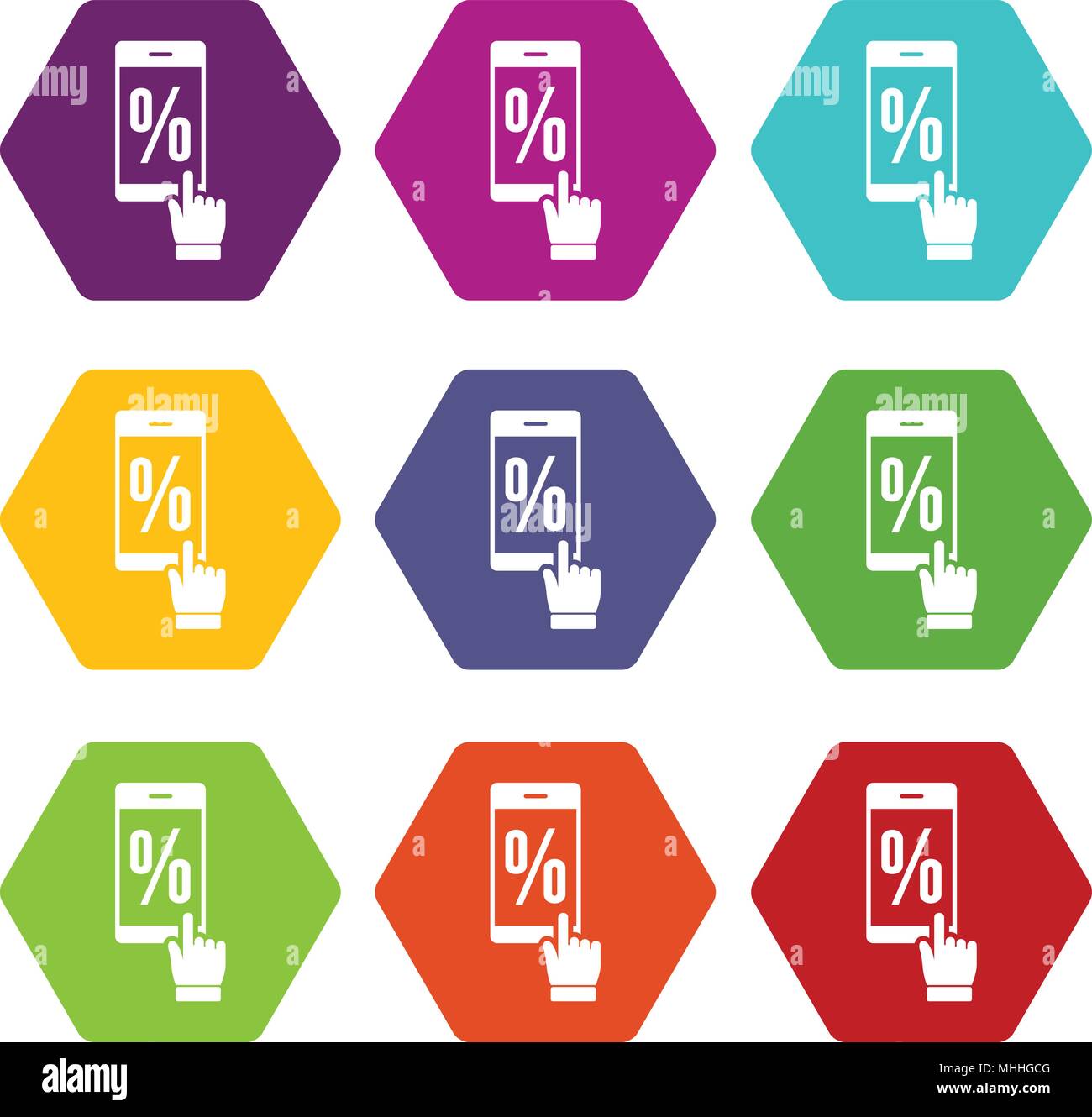 Percent on screen icons set 9 vector Stock Vector Image & Art - Alamy
