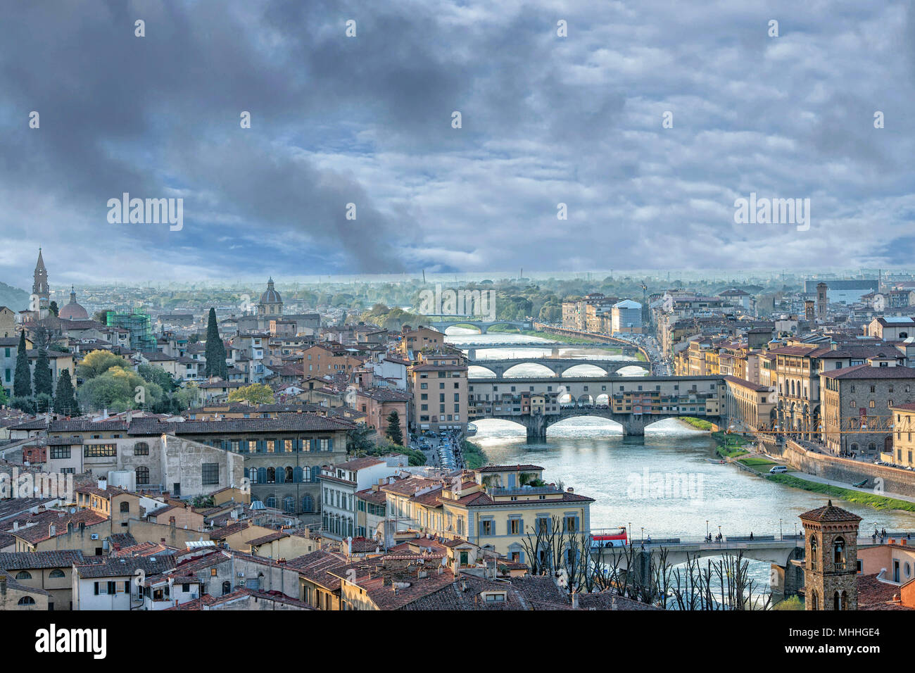 Florence Ponte Vecchio bridge view cityscape Stock Photo - Alamy