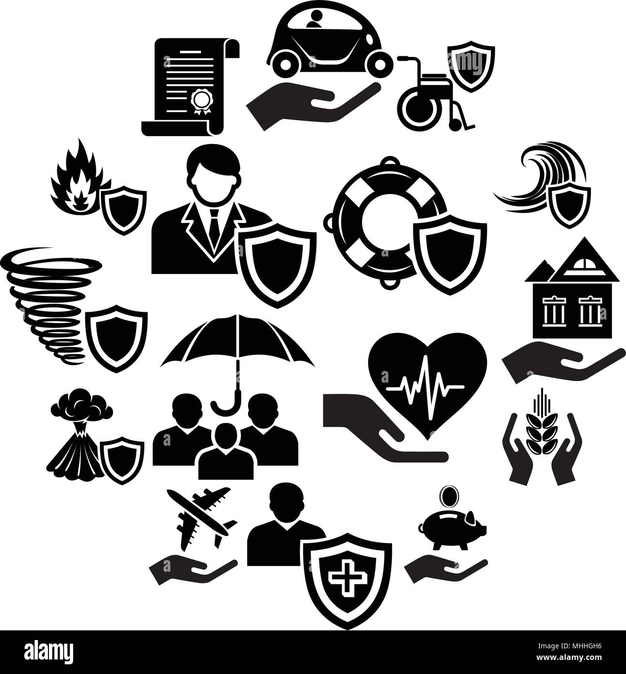 Insurance icons set, simple style Stock Vector Image & Art - Alamy