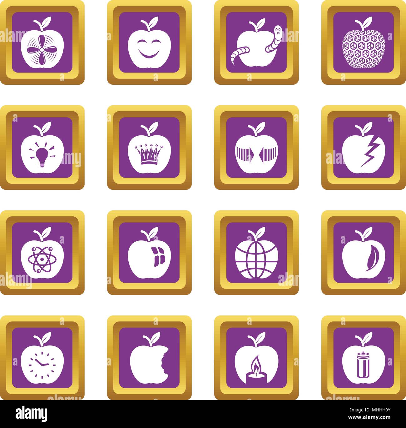 Apple logo icons set purple square vector Stock Vector Image & Art - Alamy