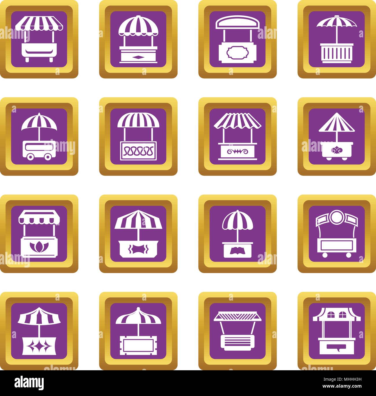 Street food kiosk icons set purple square vector Stock Vector Image ...