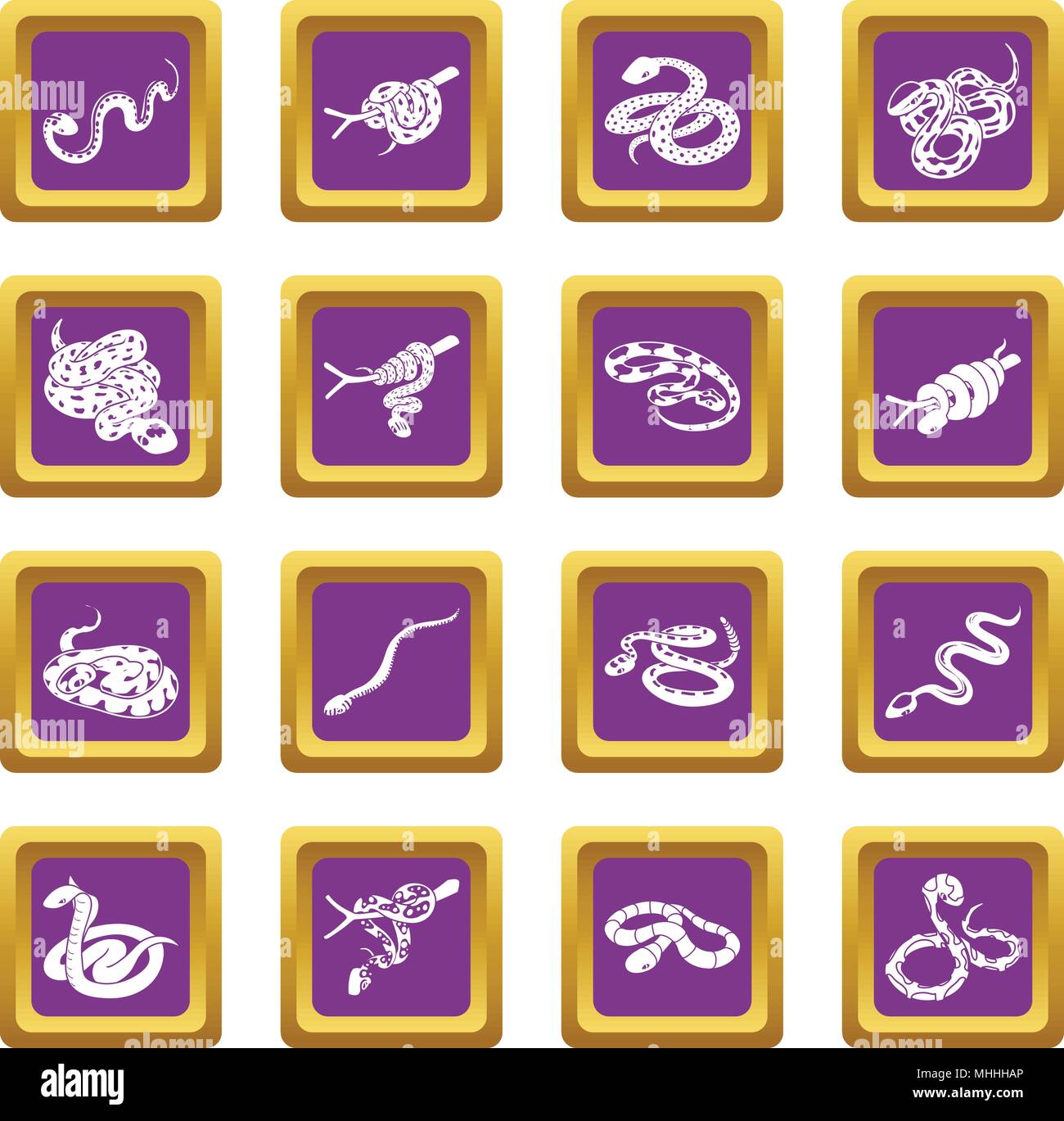 Snake icons set purple square vector Stock Vector Image & Art - Alamy