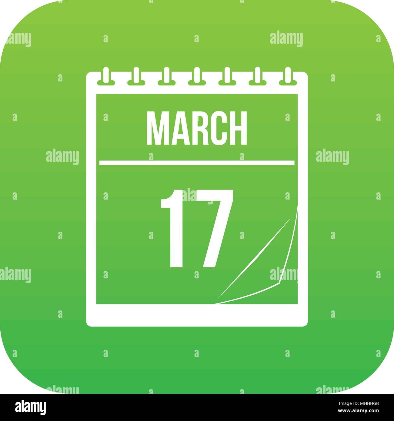 Calendar with date of March 17 icon digital green Stock Vector Image ...