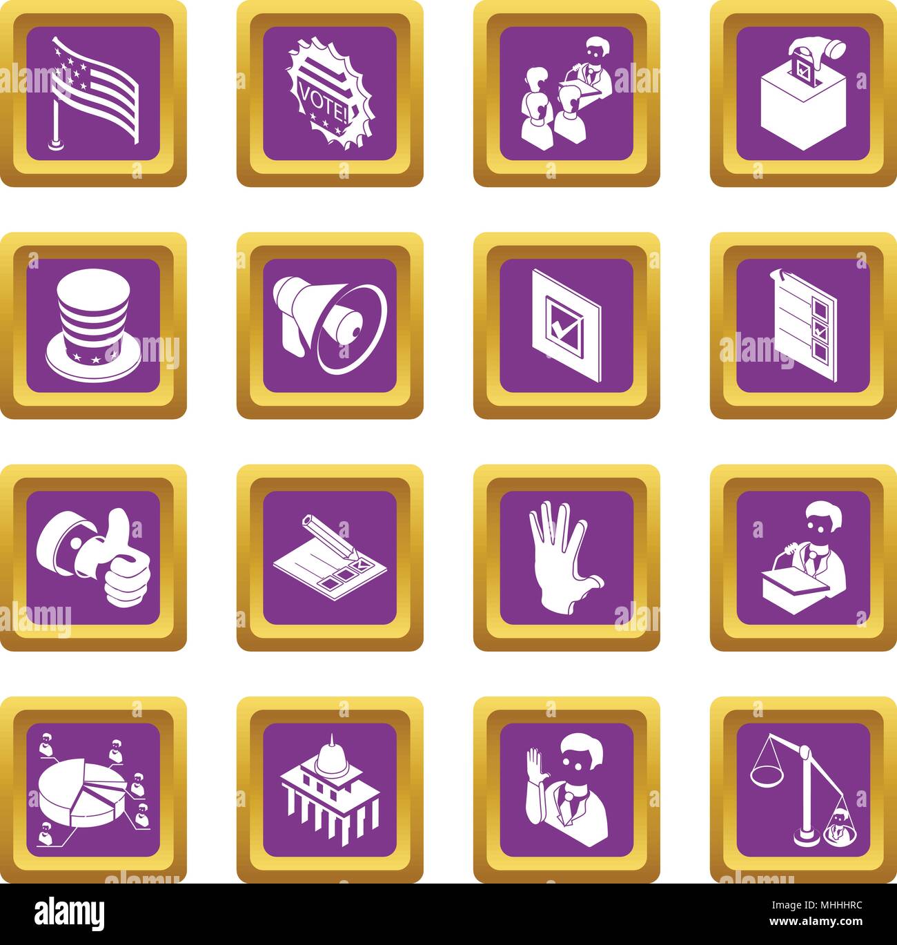 Election voting icons set purple square vector Stock Vector Image & Art ...