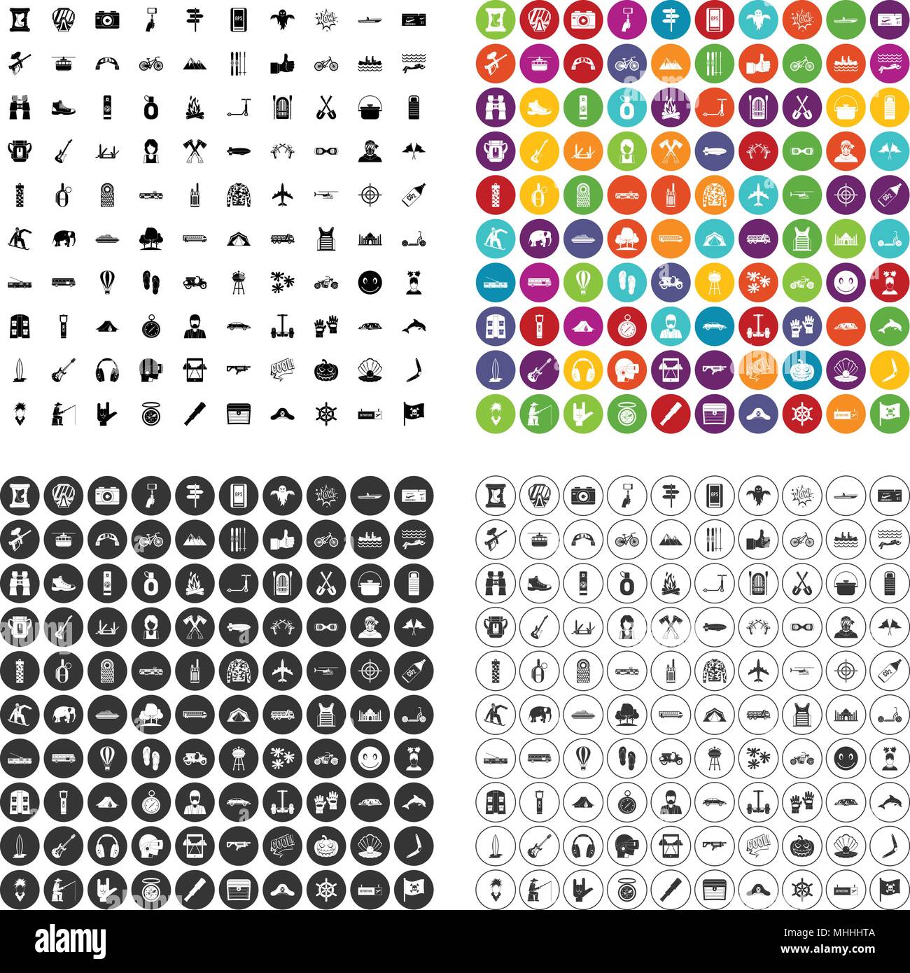 100 adventure icons set vector variant Stock Vector Image & Art - Alamy