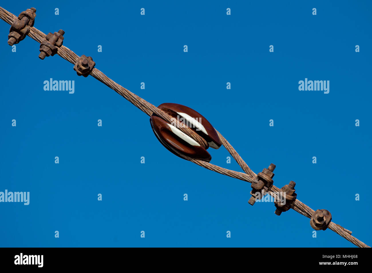 iron steel cables on the sky background Stock Photo - Alamy