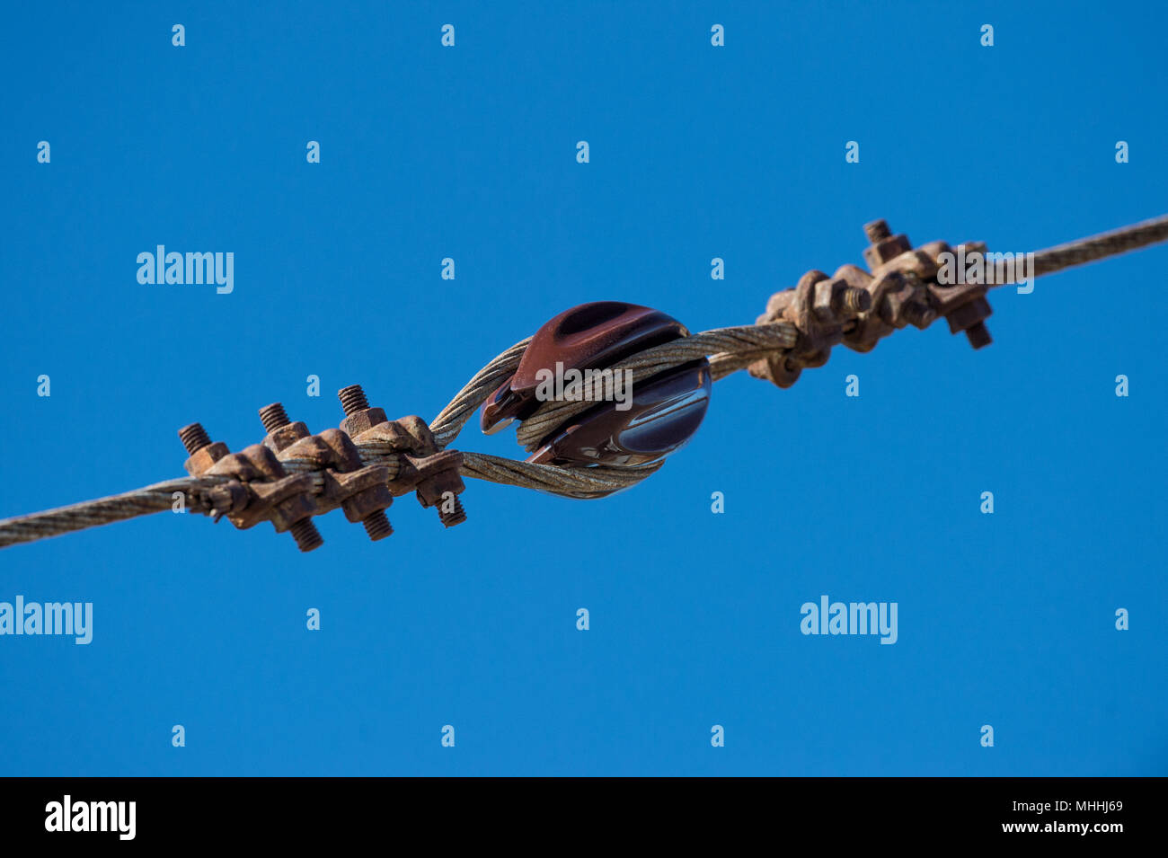 iron steel cables on the sky background Stock Photo - Alamy