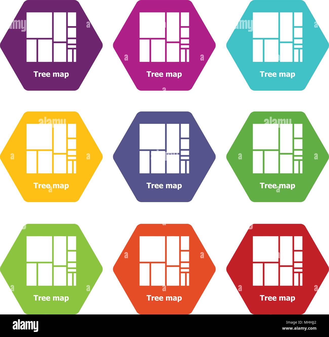 Tree map icons set 9 vector Stock Vector Image & Art - Alamy