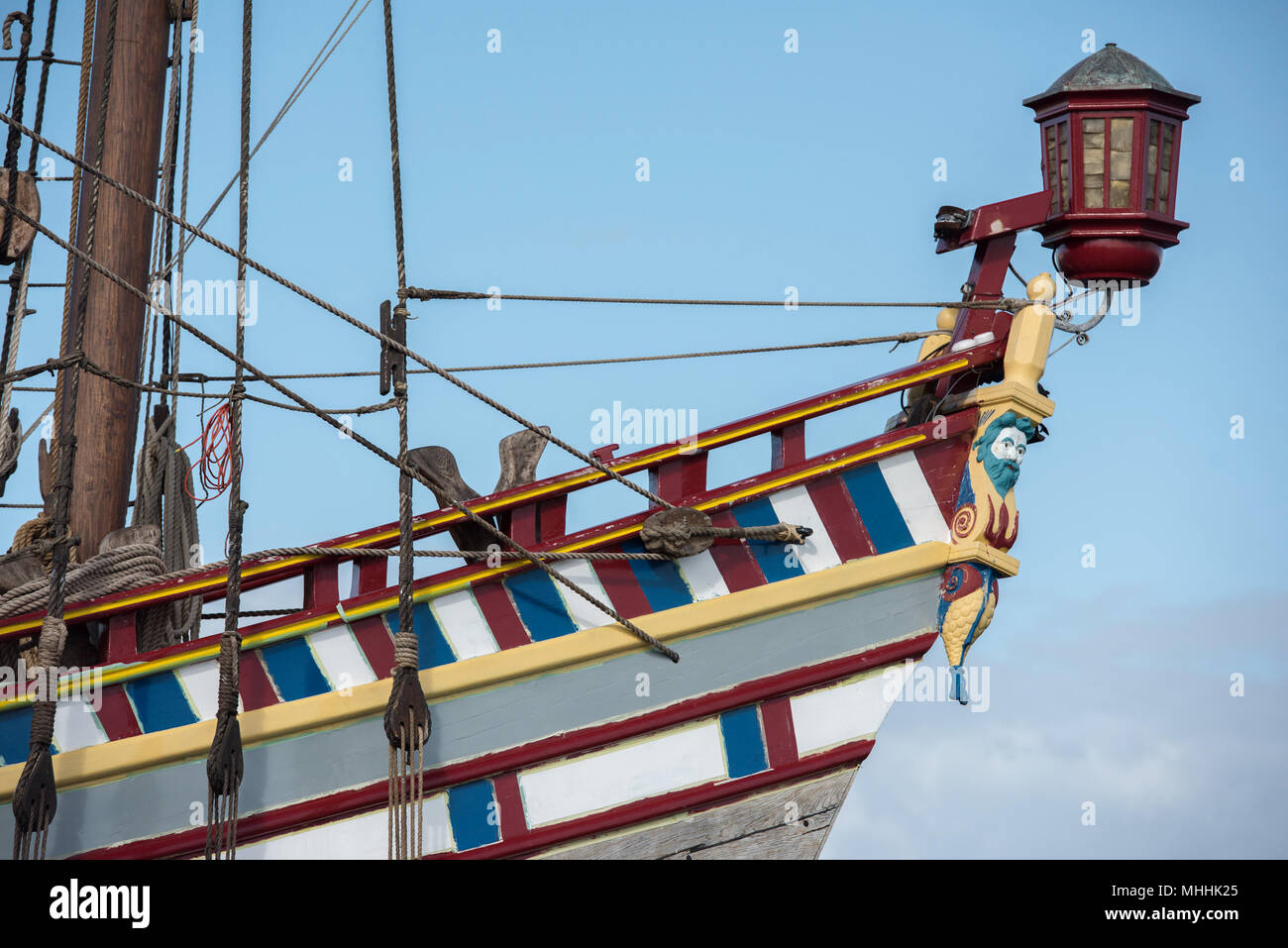 Old vessel sail ship detail close up Stock Photo - Alamy
