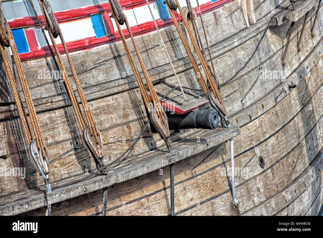 Old vessel sail ship detail close up Stock Photo - Alamy