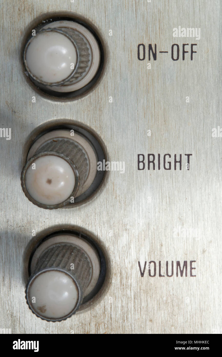 Vintage on-off bright volume tv control knob Stock Photo - Alamy