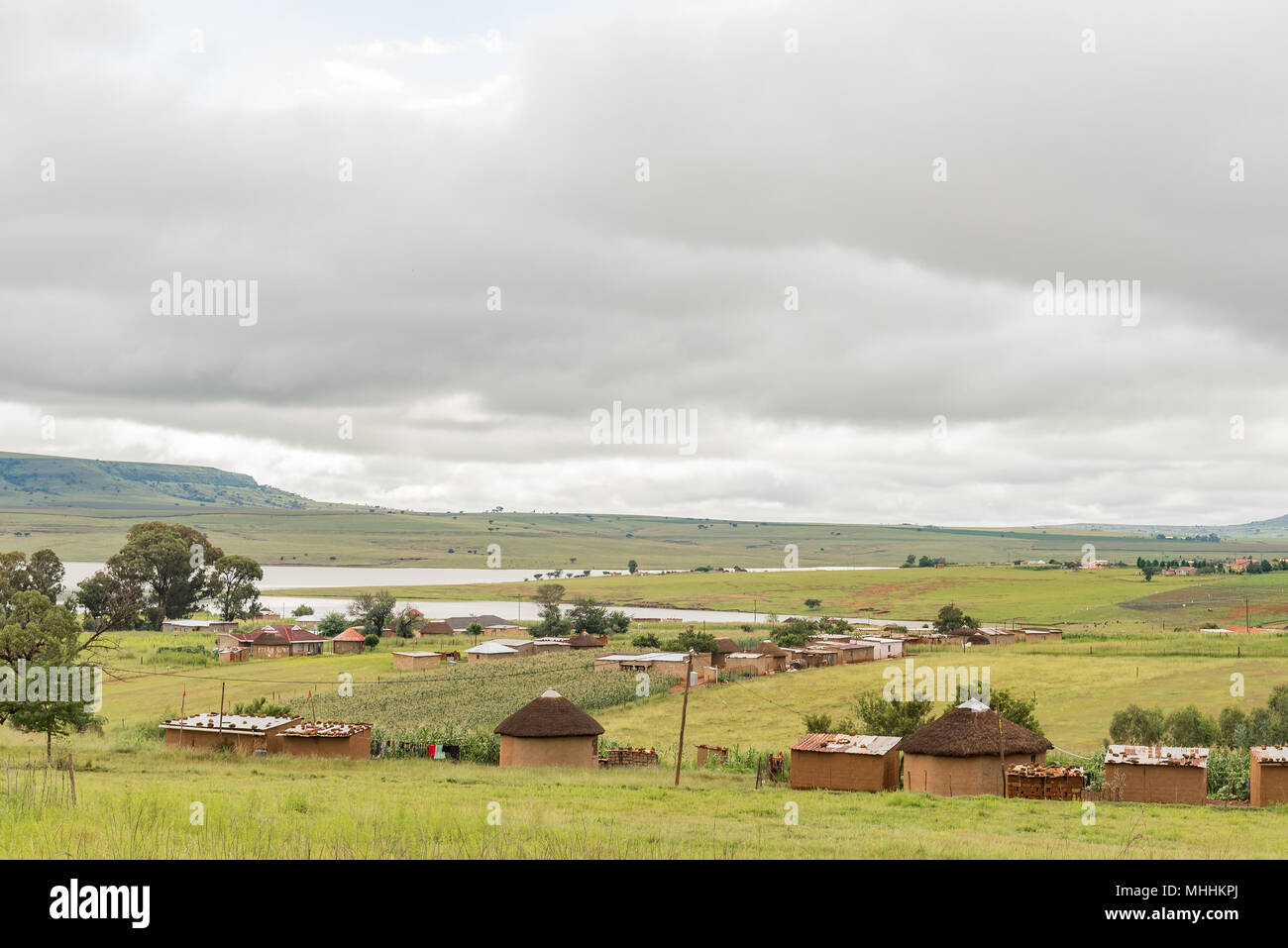 ZWELISHA, SOUTH AFRICA - MARCH 18, 2018: Houses and small scale farming ...