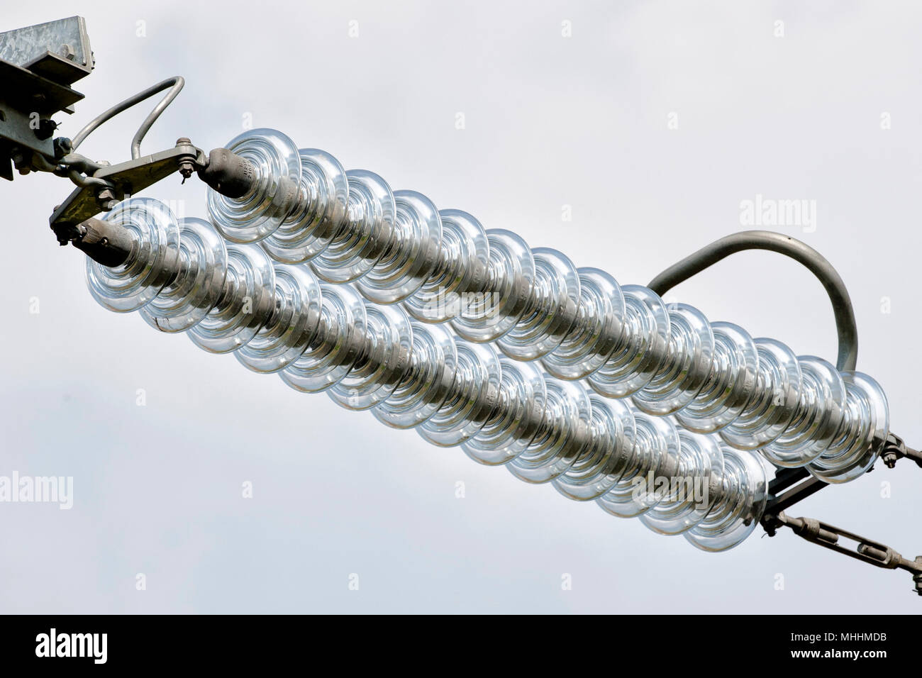 Electric Power Lines connector high voltage electicity Stock Photo - Alamy
