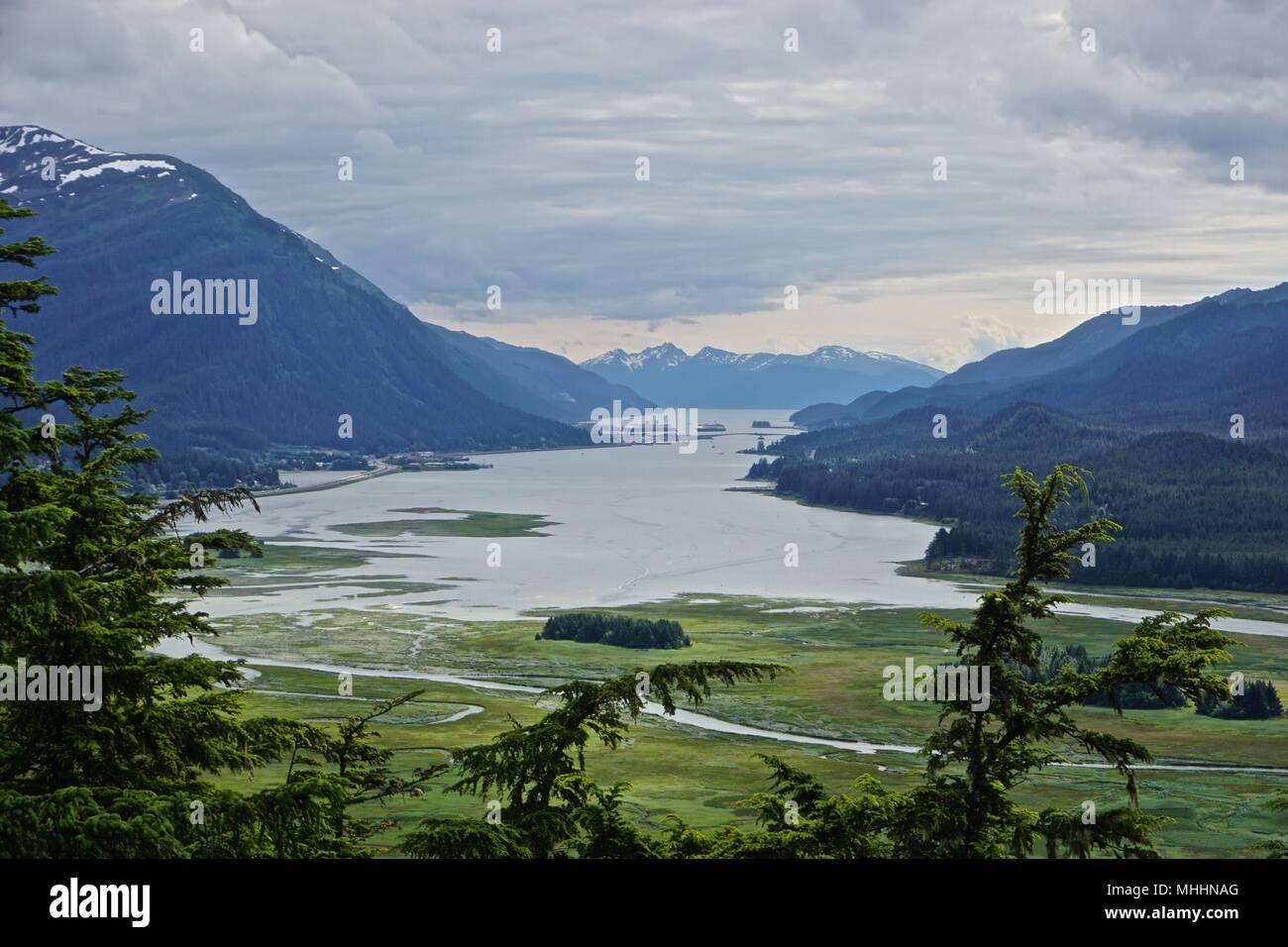 Juneau, Alaska, USA: Panorama view of cruise ships docked at the port ...