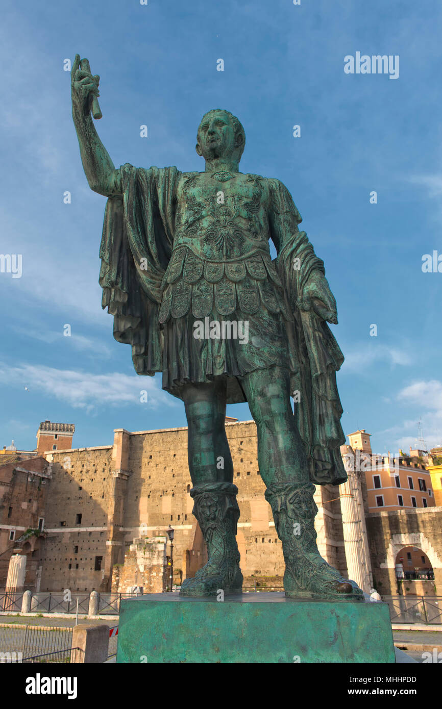 Rome Giant Emperor Bronze Statue near imperial forums Stock Photo - Alamy
