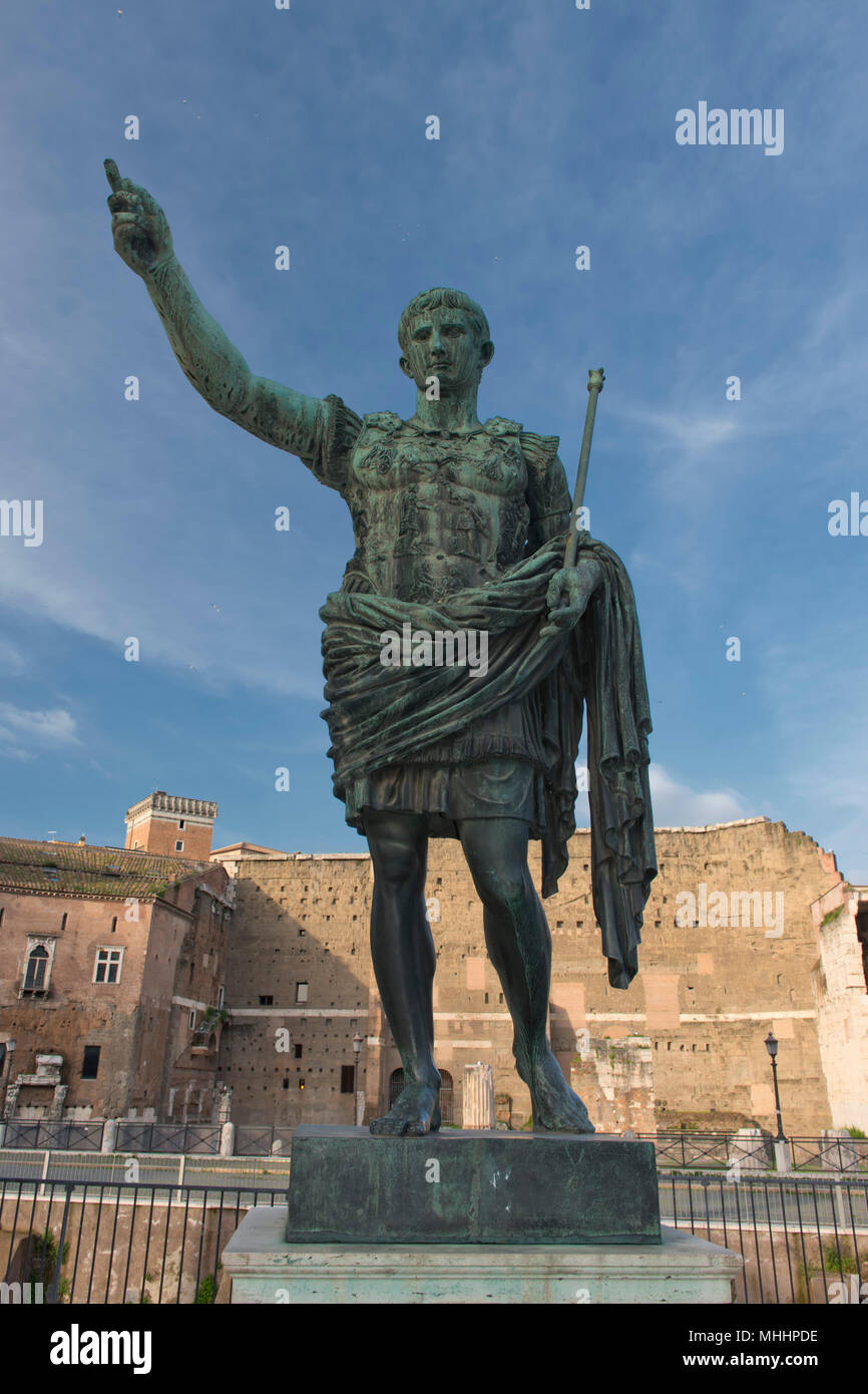 Rome Giant Emperor Bronze Statue near imperial forums Stock Photo - Alamy