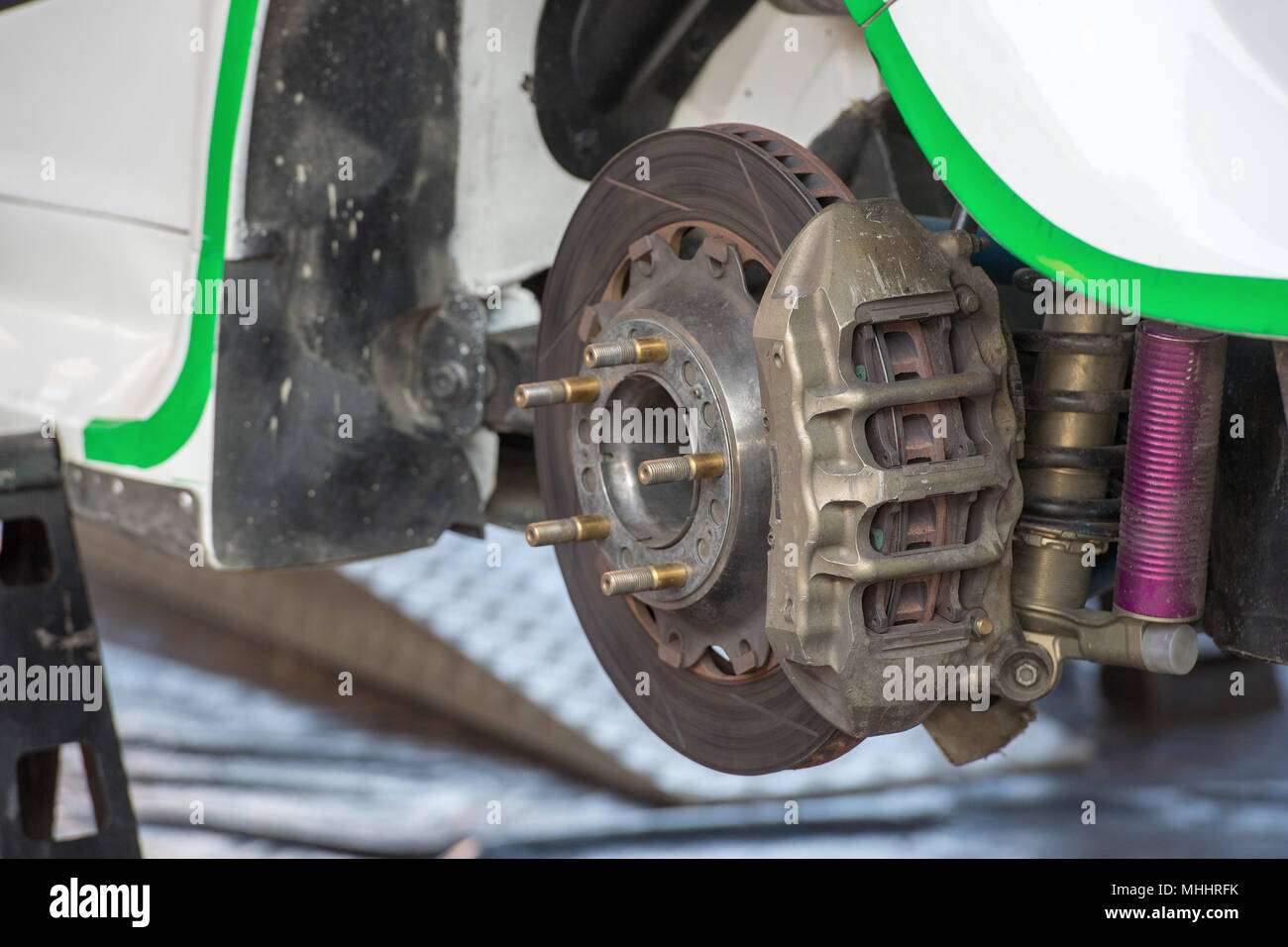 Rally race car brake system detail close up Stock Photo - Alamy