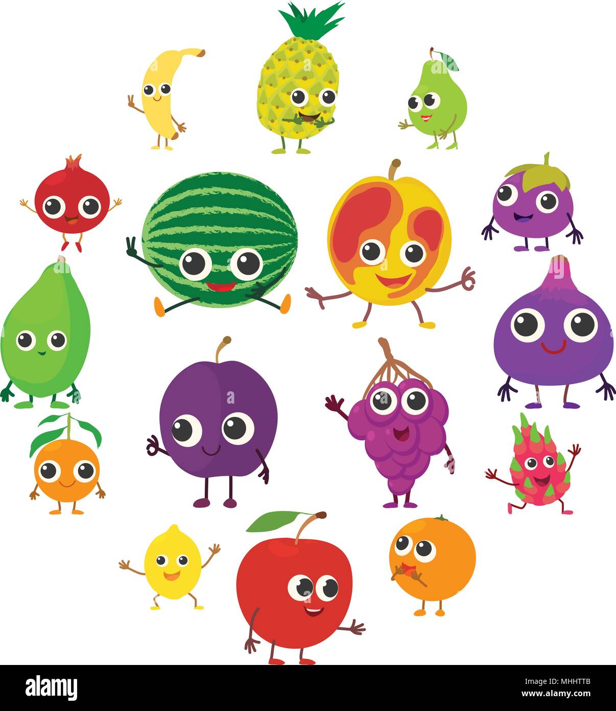 Smiling fruit icons set, cartoon style Stock Vector Image & Art - Alamy
