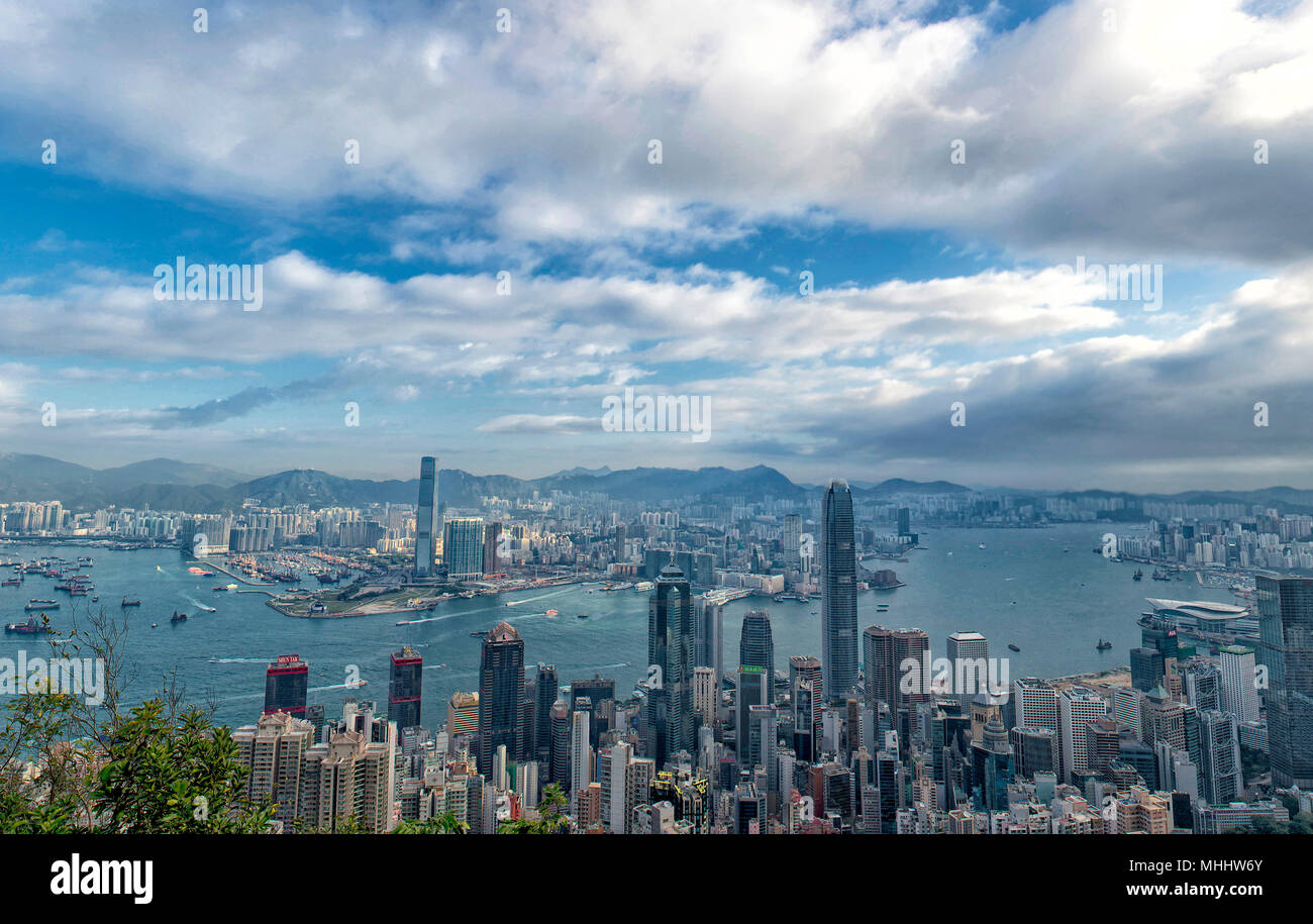 Hong Kong View panorama from the peak Stock Photo - Alamy