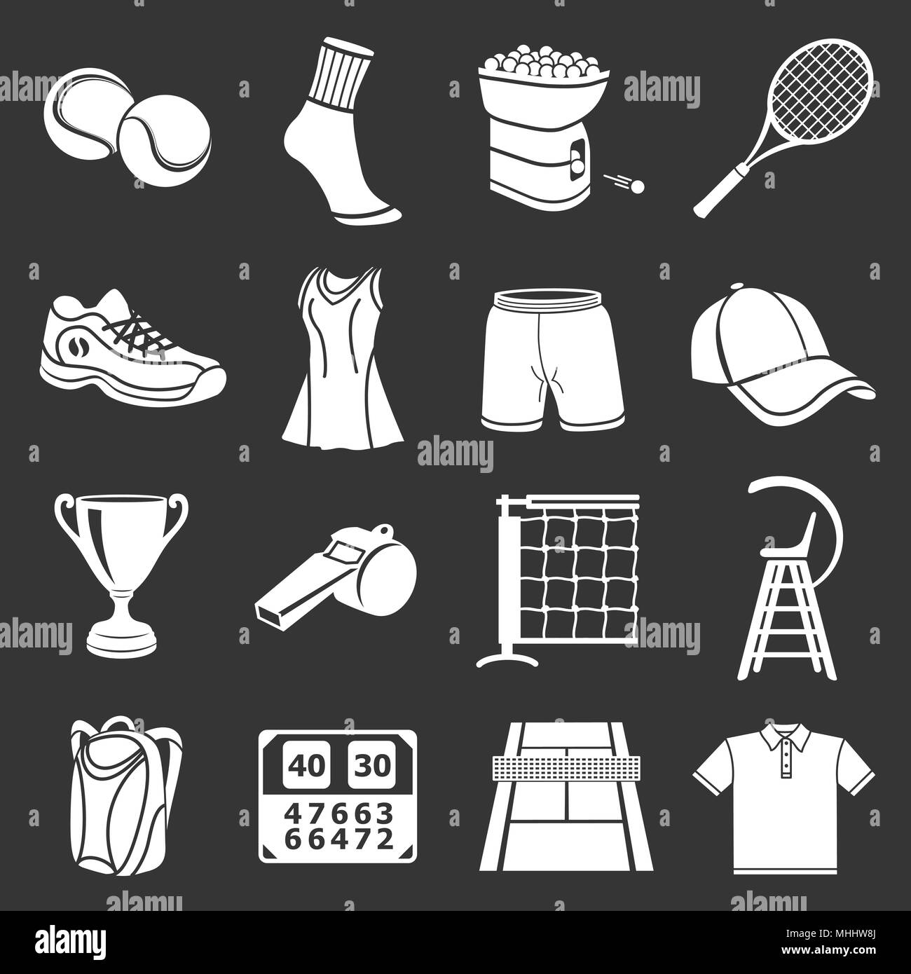 Tennis icons set grey vector Stock Vector Image & Art - Alamy