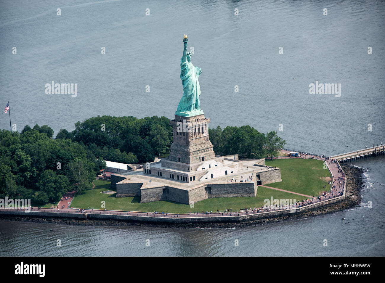 statue of liberty aerial view from helicopter Stock Photo - Alamy