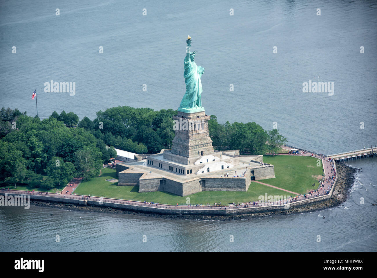 statue of liberty aerial view from helicopter Stock Photo - Alamy