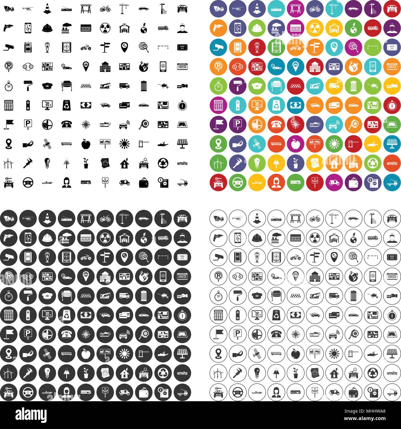 100 car icons set vector variant Stock Vector Image & Art - Alamy